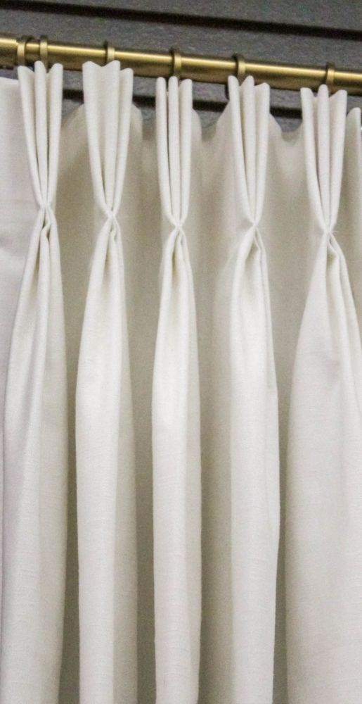 Drapes in Cotton Slub Duck Fabric in White (1 Pair / 2 Panels)