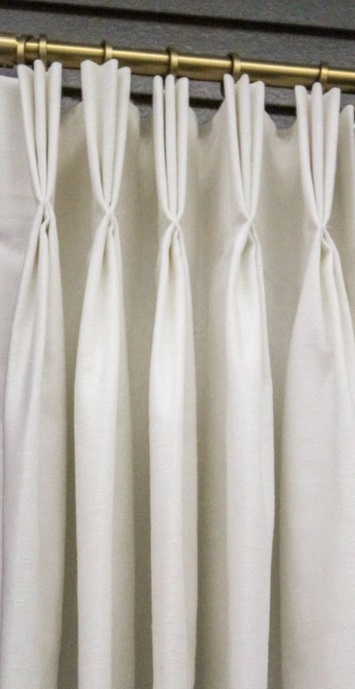 Drapes in Cotton Slub Duck Fabric in White (1 Pair / 2 Panels)