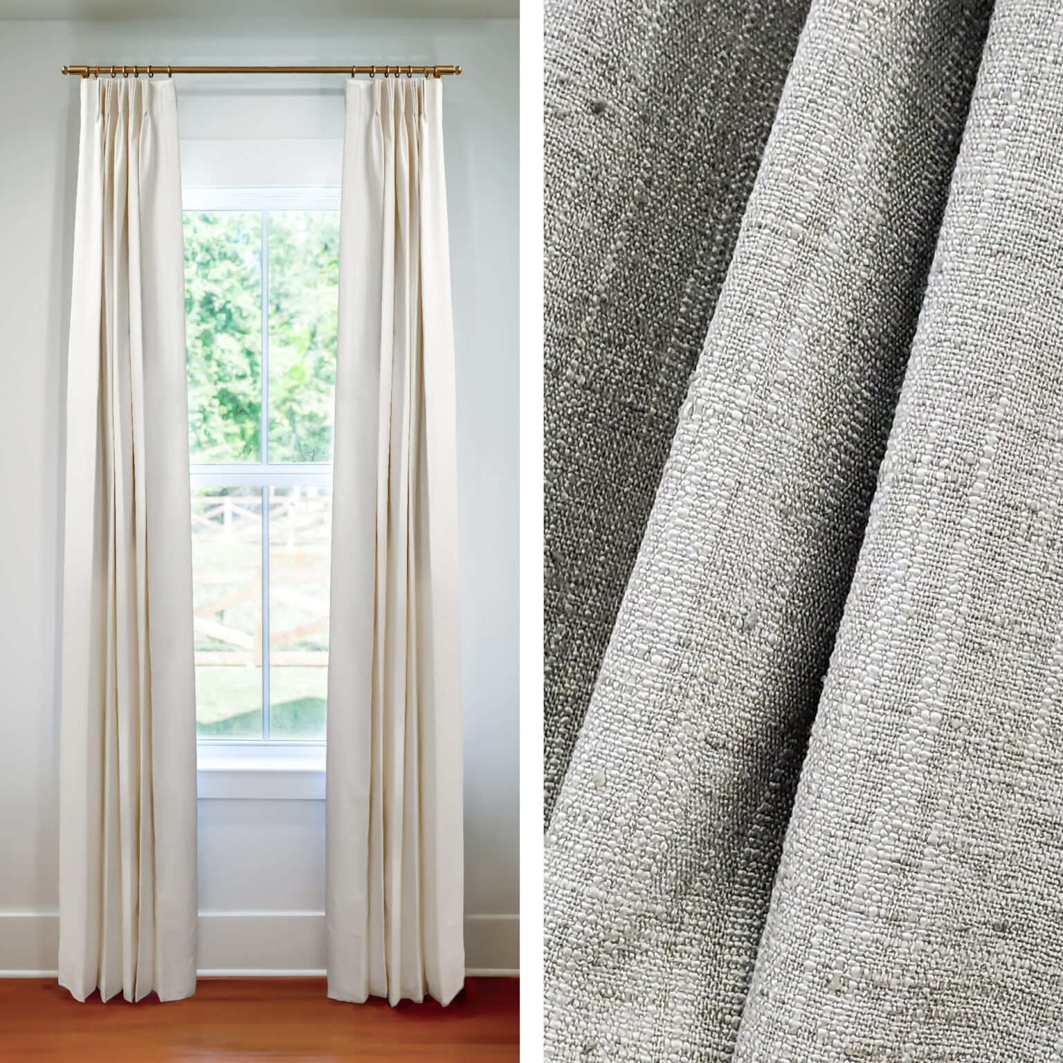 Classic Custom Drapes in Slub Linen in Natural