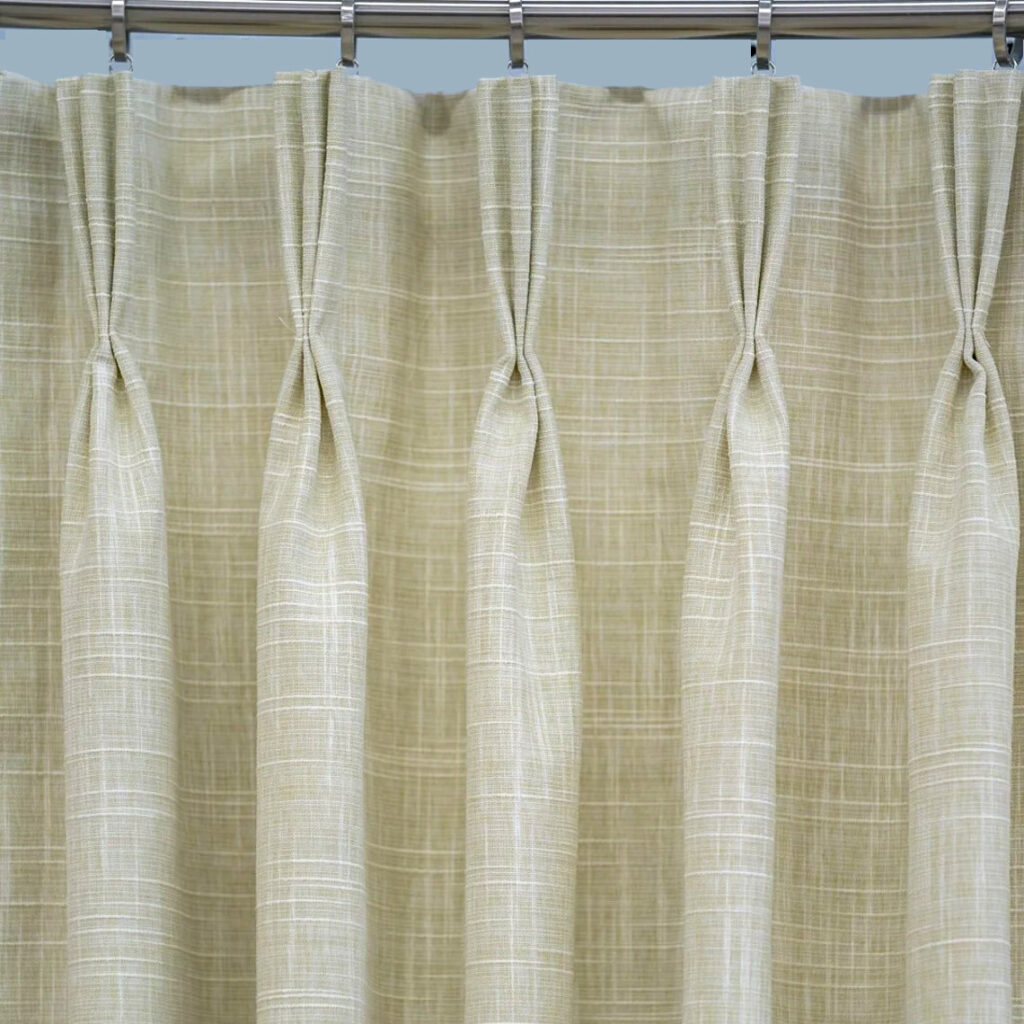 Classic Custom Drapes in Tingly Pear, Textured Fabric Beige